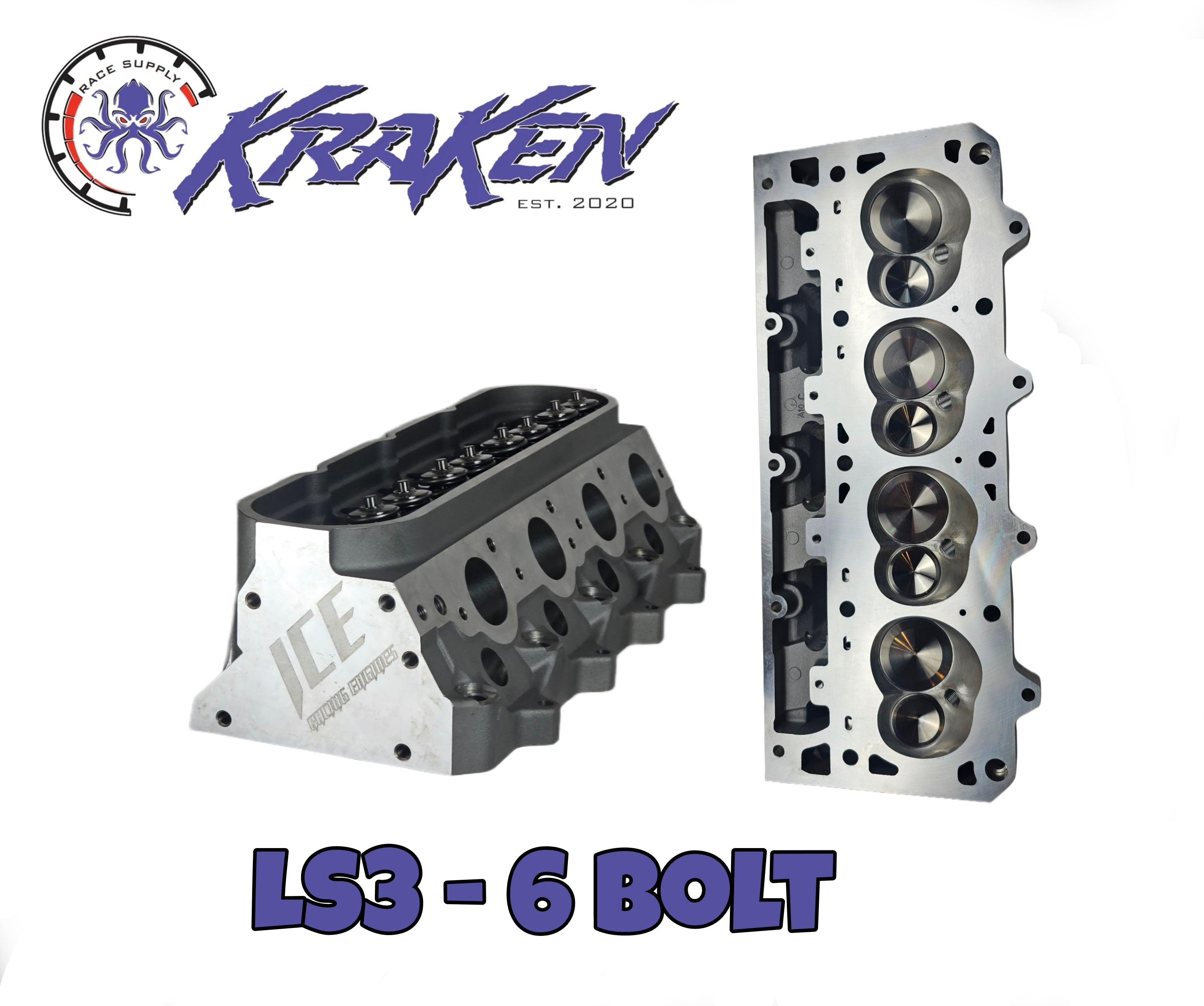 ICE- LS3 6 BOLT CYLINDER HEADS - PAIR – Kraken Race Supply